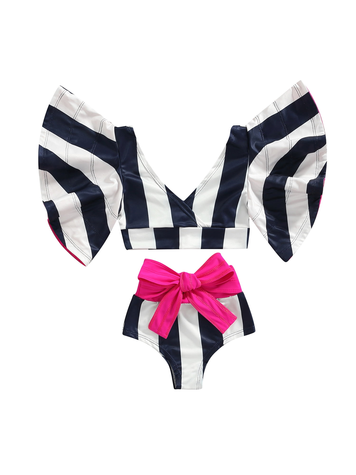 Caoirhny Girl's Two-Piece Bathing Suit, Lemon/Starfish/Stripe Baggy ...