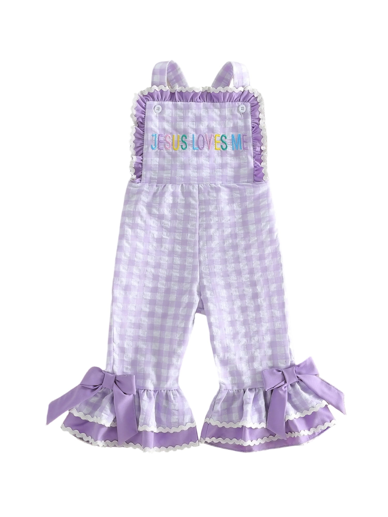 Caoirhny Girls Easter Jumpsuit Sleeveless Elastic Waistband Plaid Print ...