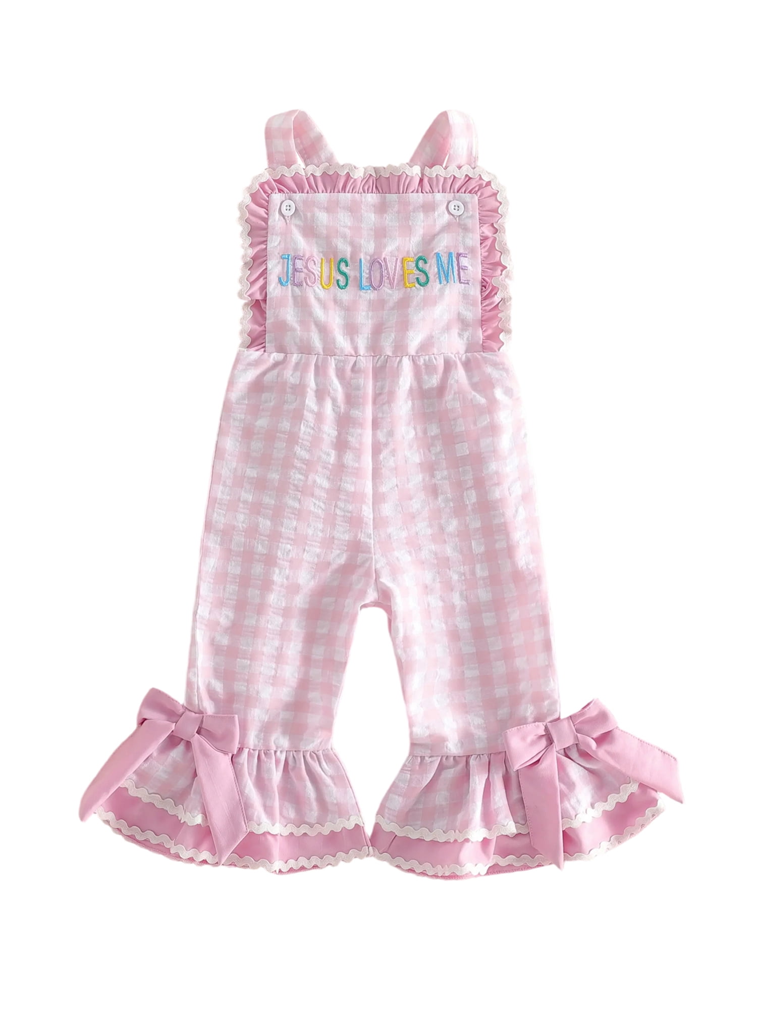 Caoirhny Girls Easter Jumpsuit Sleeveless Elastic Waistband Plaid Print ...