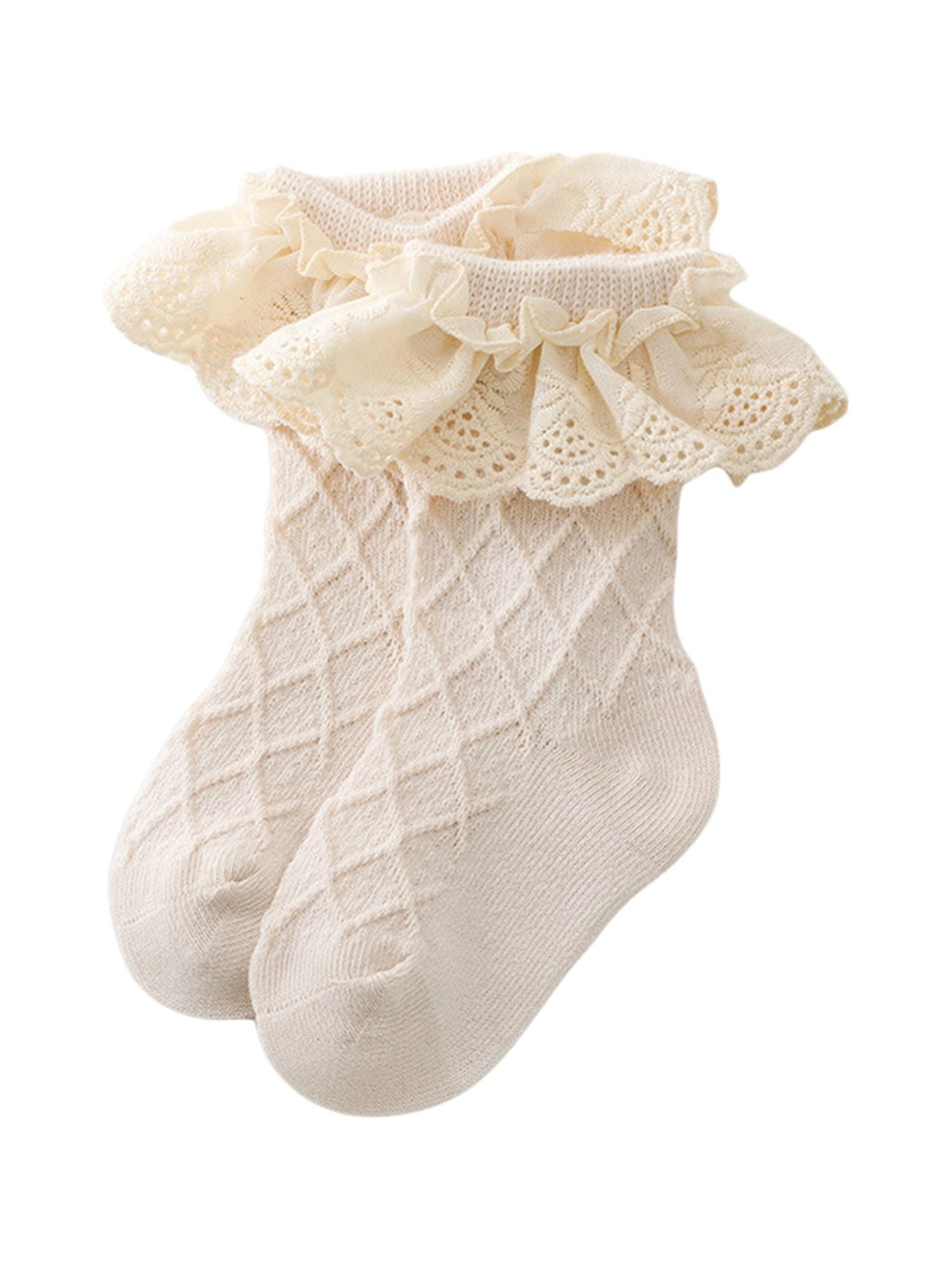 Caoirhny Girls Ruffled Socks, Frilly Cotton Ankle Socks with Lacework ...