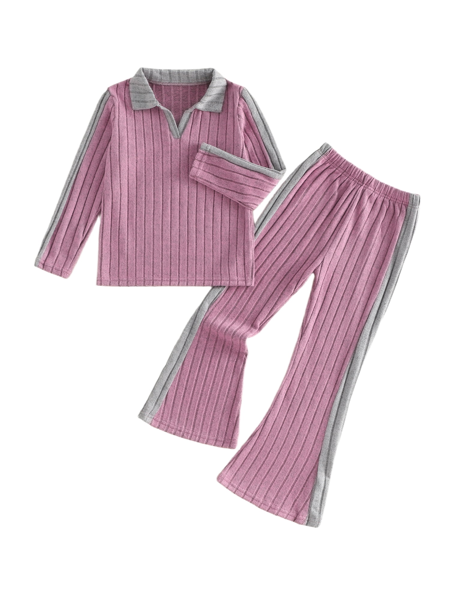 Caoirhny Girls Spring 2 Piece Outfits Fashionable Contrast Color Long ...