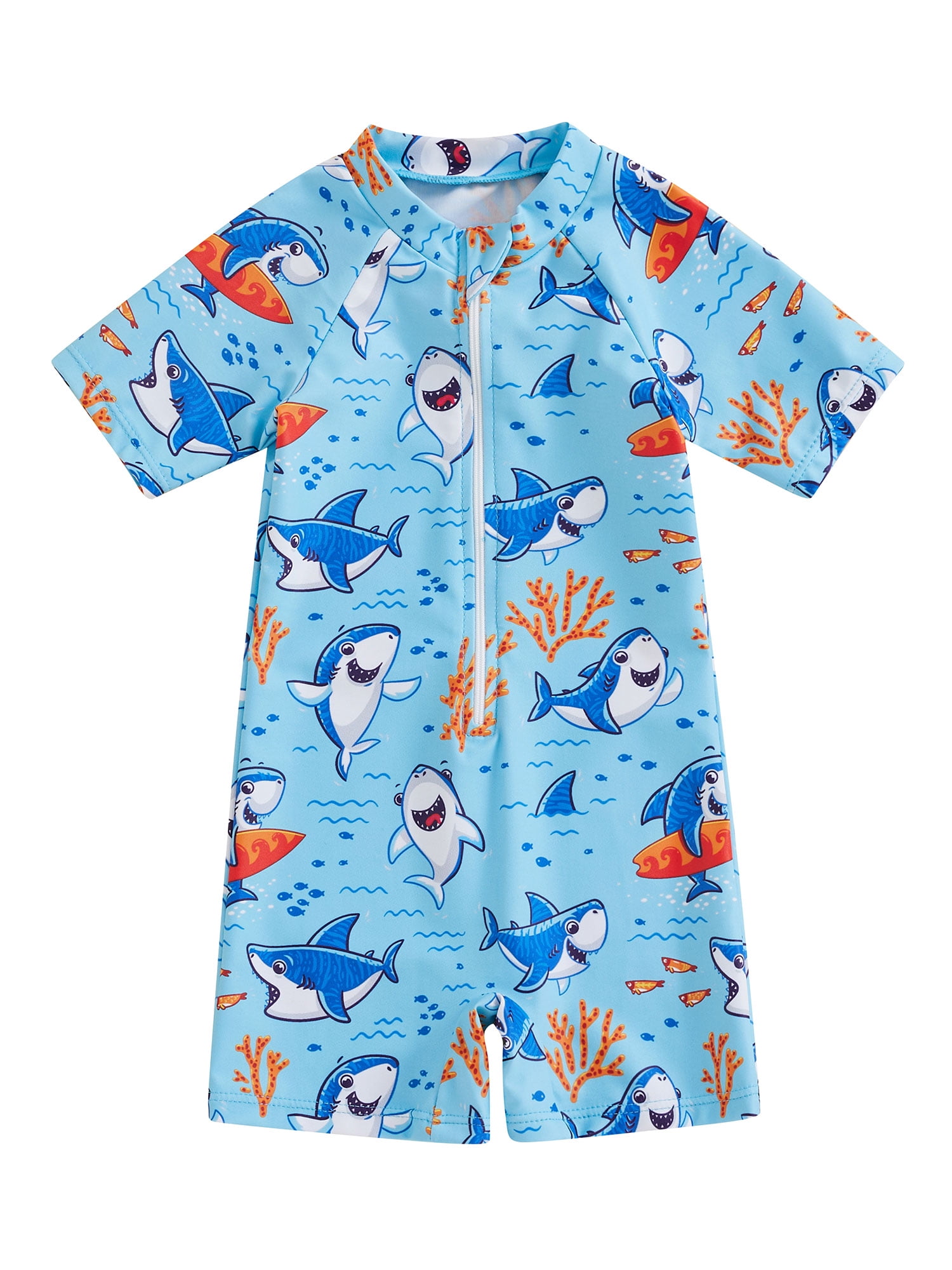 Caoirhny Kid Girls Boys Romper Swimsuit, Short Sleeve Zipper Shark ...