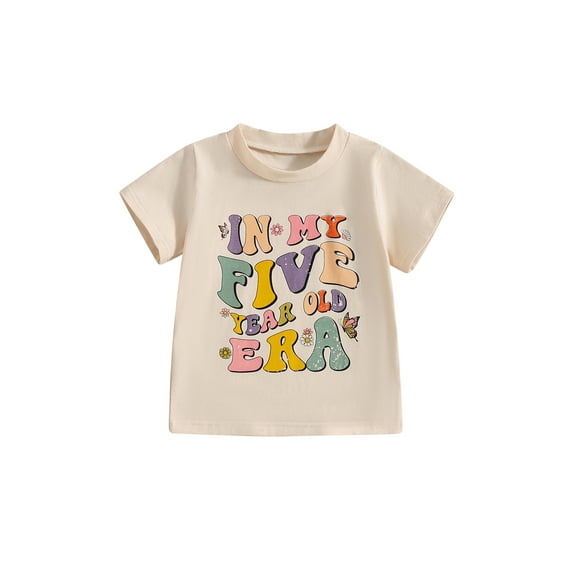 Caoirhny Kids Girls Birthday T-Shirts Letter Print Round Neck Short ...