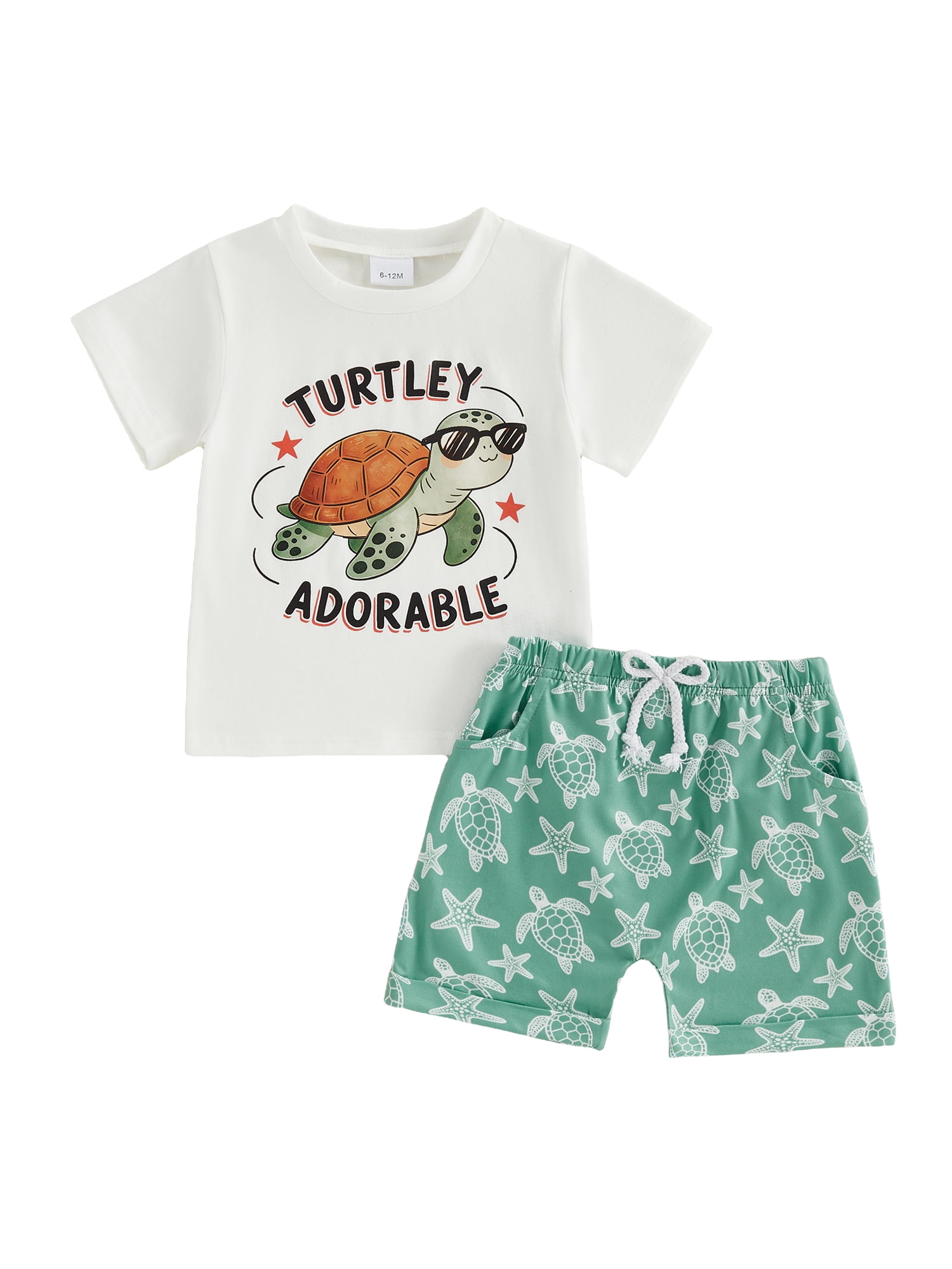 Caoirhny Little Boys Summer Outfits Adorable Ocean Themed Print Short ...