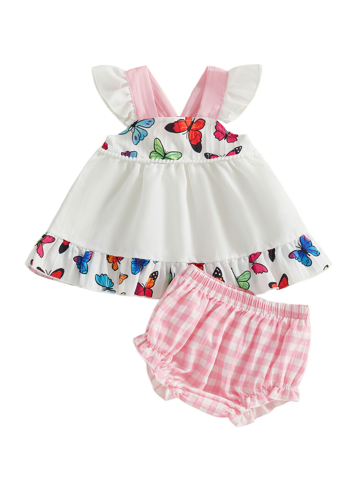 Caoirhny Little Girls 2 Piece Outfits Adorable Butterfly Print Flying ...