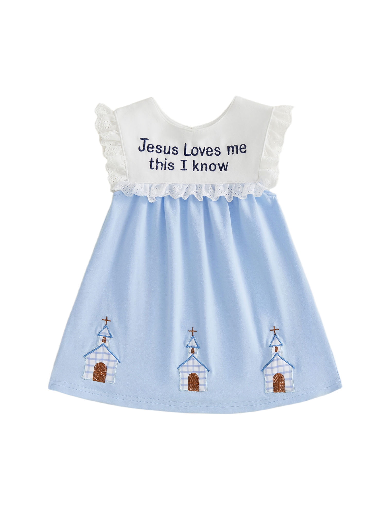 Caoirhny Little Girls Easter Dress Fashionable Letter Church Embroidery ...