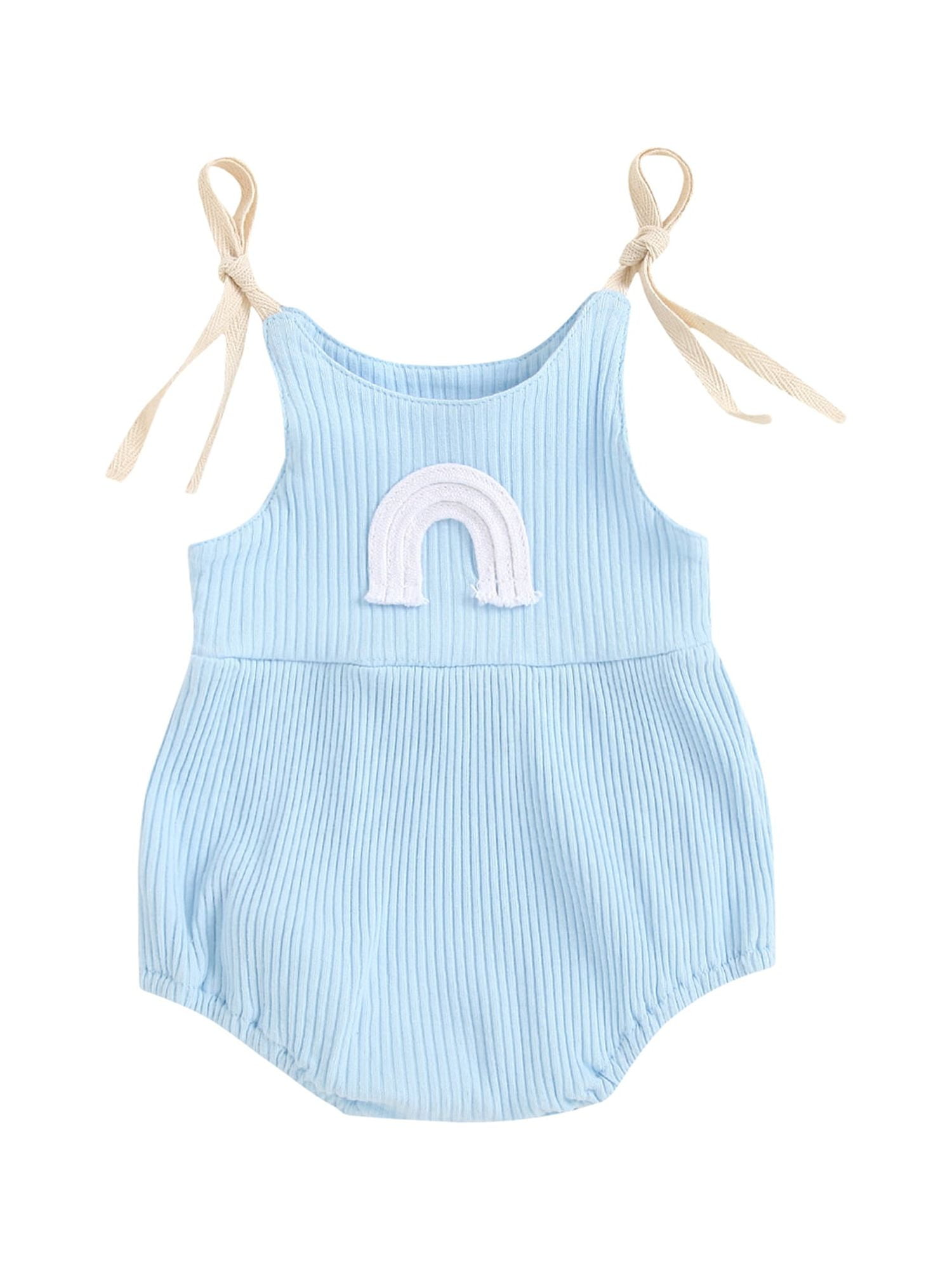 Caoirhny Newborn Sleeveless Ribbed Romper, Baby Girls Tie-up Arch ...