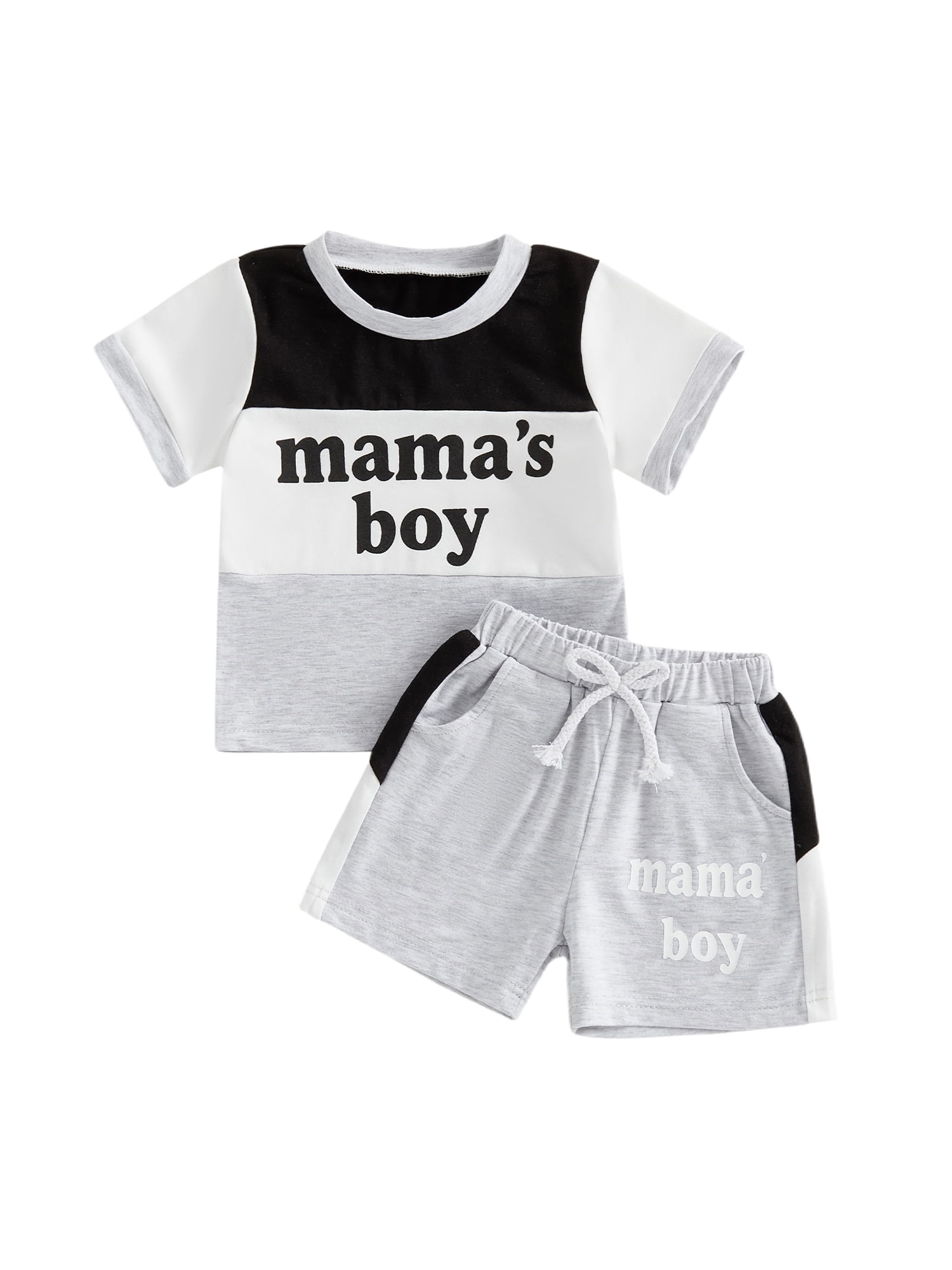 Caoirhny Toddler Baby Boy Summer Outfit Letter Print Contrast Color ...