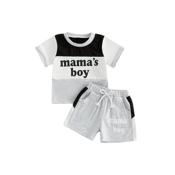 Caoirhny Toddler Baby Boy Summer Outfit Letter Print Contrast Color ...
