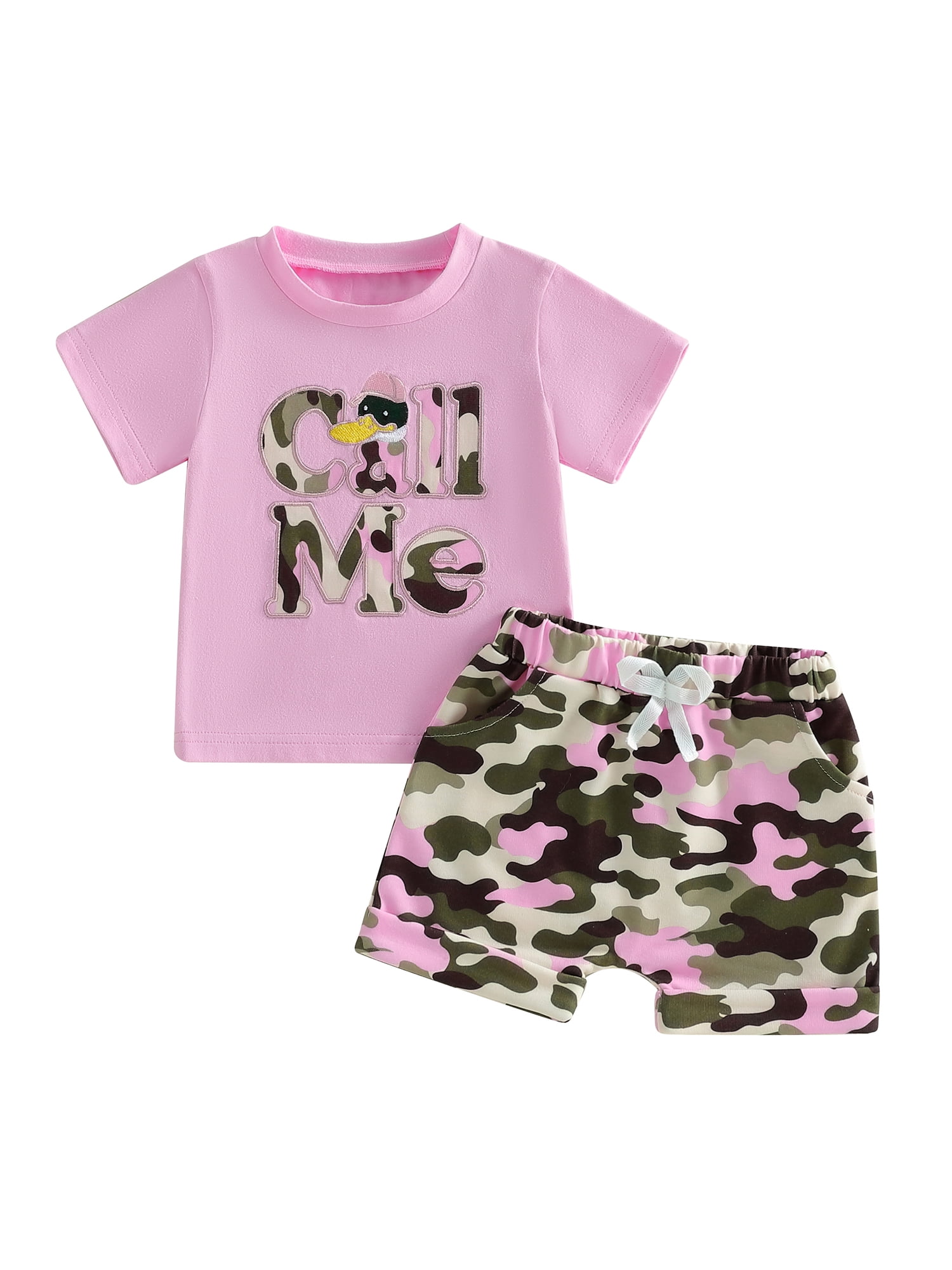 Caoirhny Toddler Girls Summer 2 Piece Outfits Letter Embroidery Crew ...