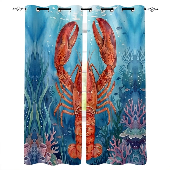 Caostal Lobster Blackout Curtains for Bedroom/Living Room, Thermal ...