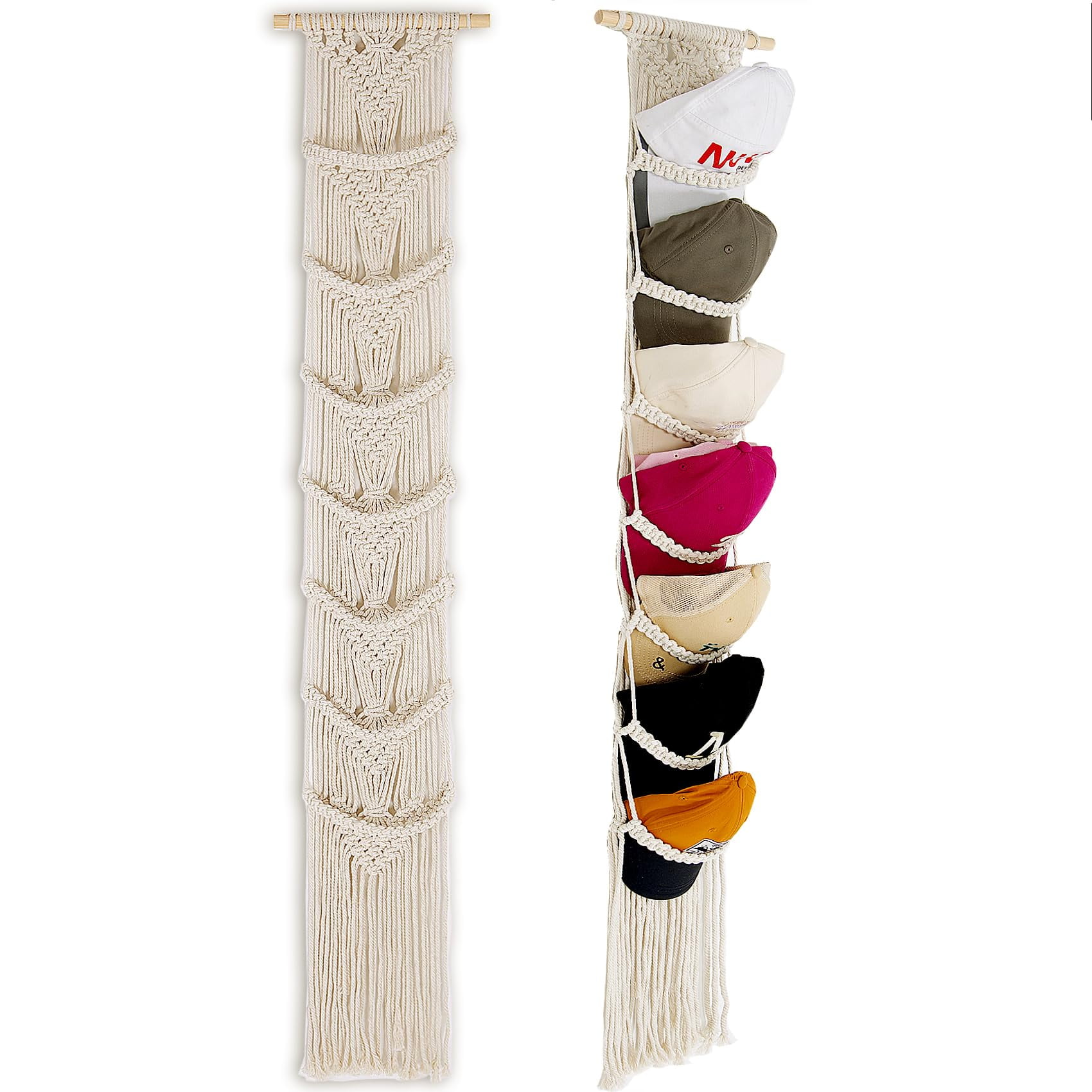 Cap Holder-1 Pack Hat Organizer for Baseball Caps, Macrame Hat Rack for ...