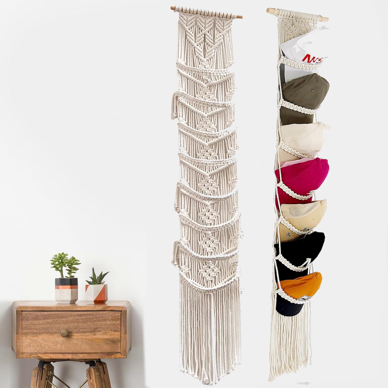 Cap Holder-1 Pack Hat Organizer for Baseball Caps,, Macrame Hat Rack ...