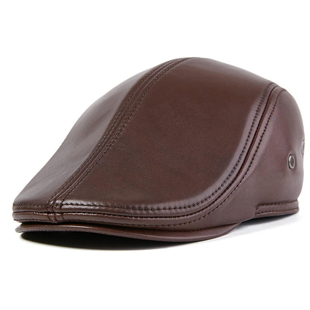 Cap, Men Flat Cap Sheepskin Real Leather Gatsby Cap Male Royal Blue ...