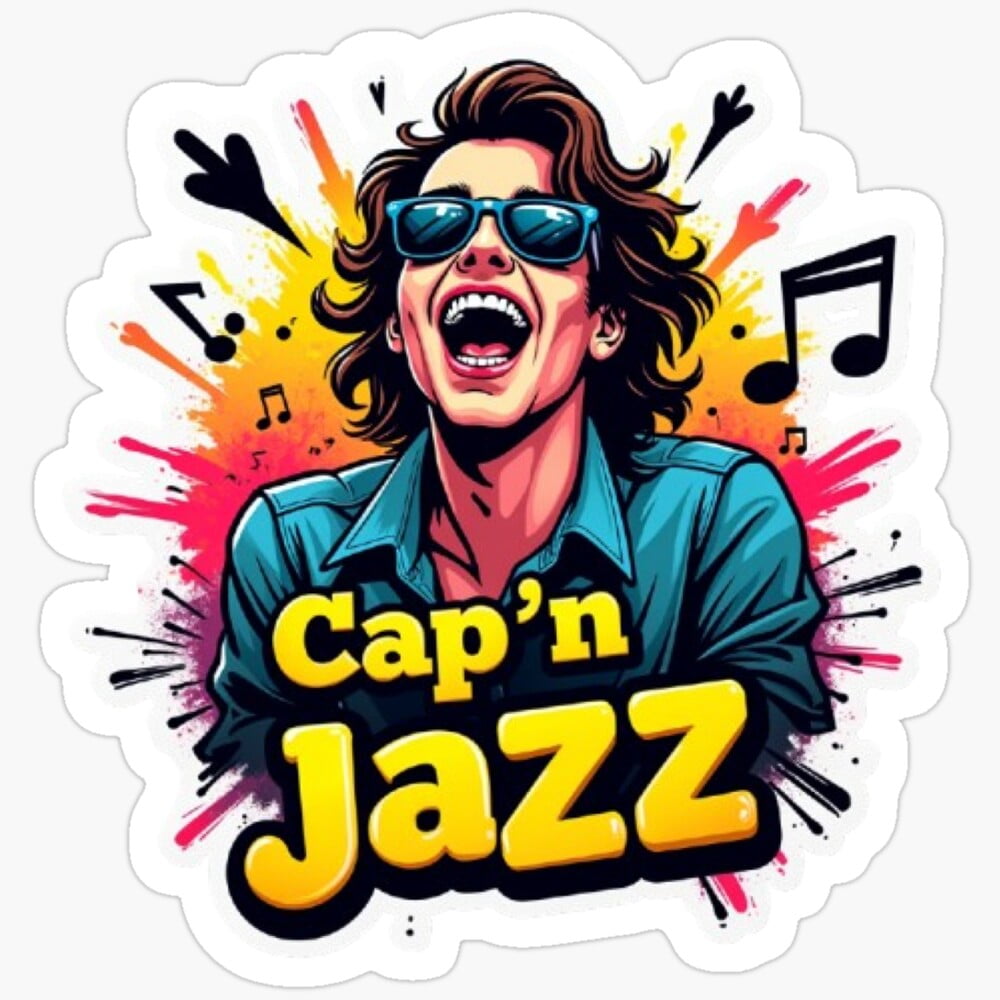 Cap'N Jazz Explosive Music Sticker Sticker Phone Decal Water Bottle ...