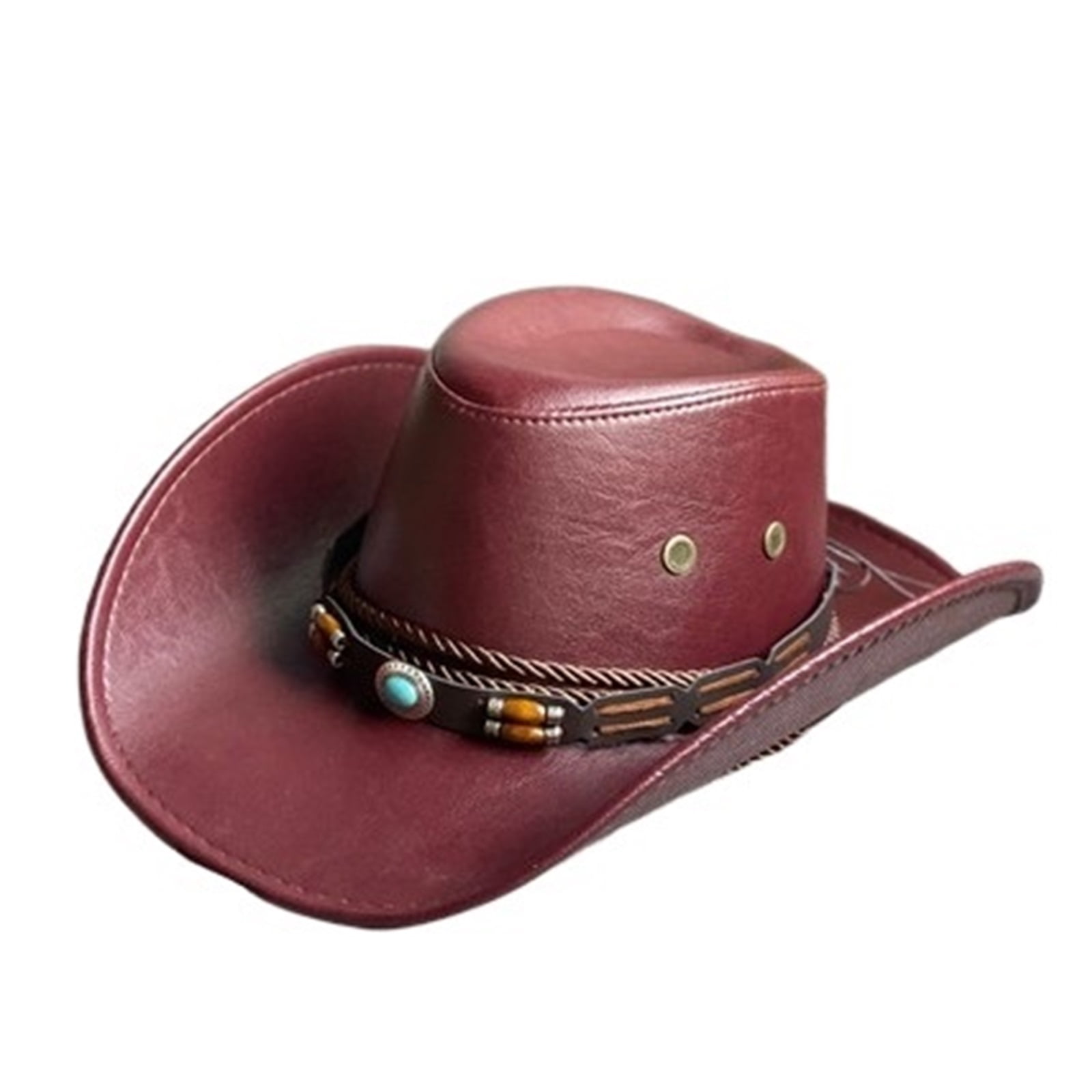 Cap, New Faux Leather Western Cowboy Hats For Women Men Vintage Gentleman Dress Hats Panama ...