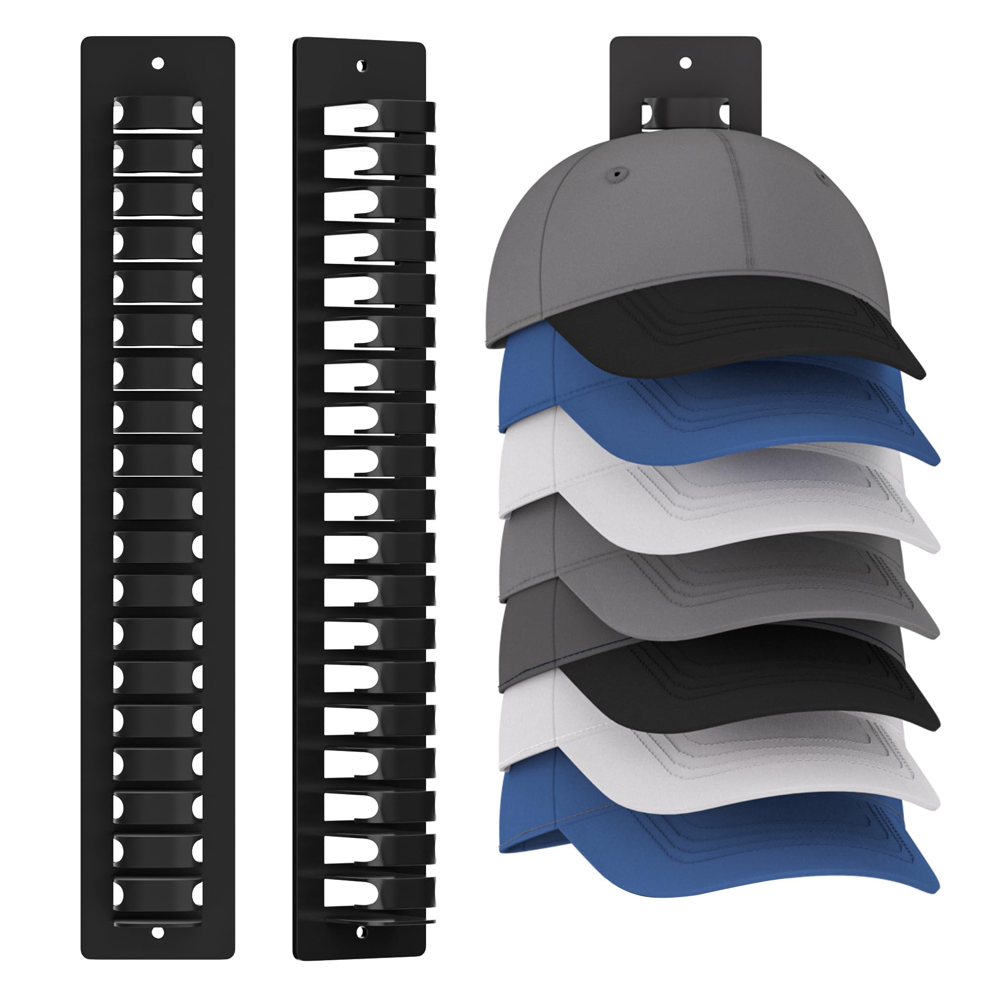 Cap Rack Wall Mounted for Closet, Durable PP Plastic Hat Organizer with 3 Usage Methods & 2 ...