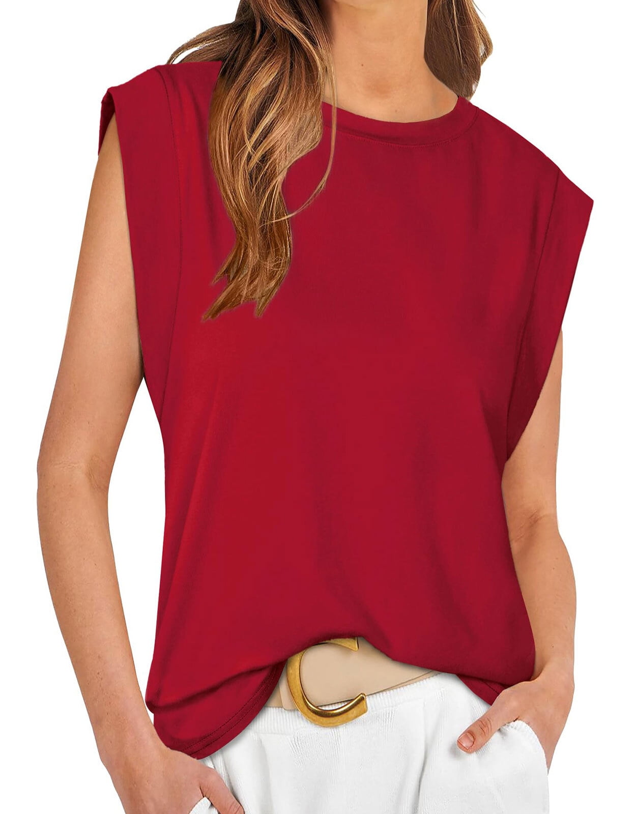 Cap Sleeve Tops for Women Summer Top Basic Tee Shirts Casual Tank Loose ...