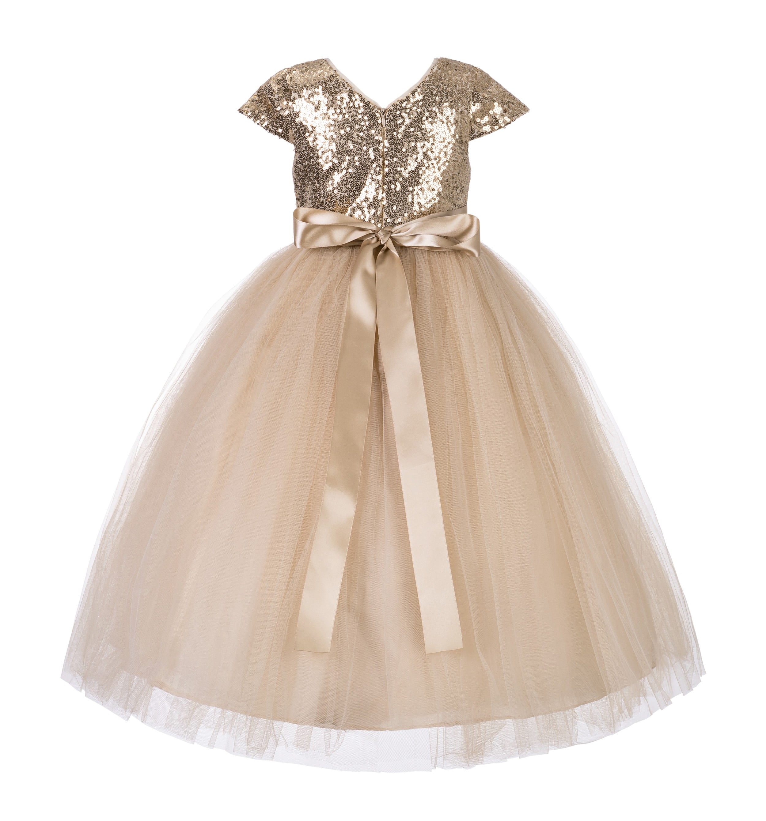 Cap Sleeves Sequin Formal Flower Girl Dress Junior Pageant Dresses 211 ...