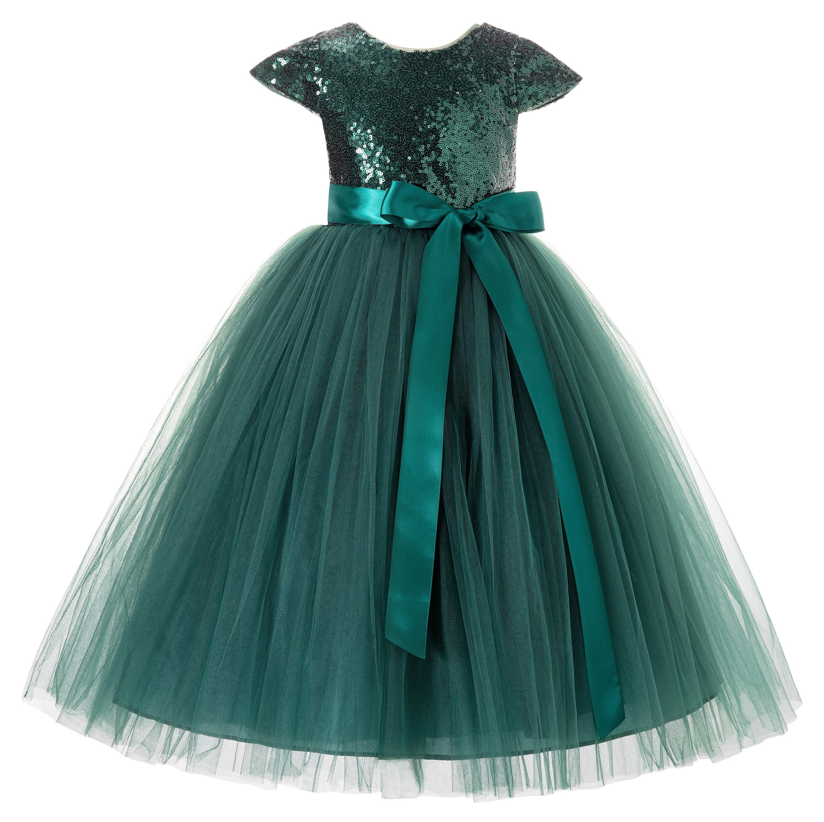 Cap Sleeves Sequin Formal Flower Girl Dress Junior Pageant Dresses 211 ...