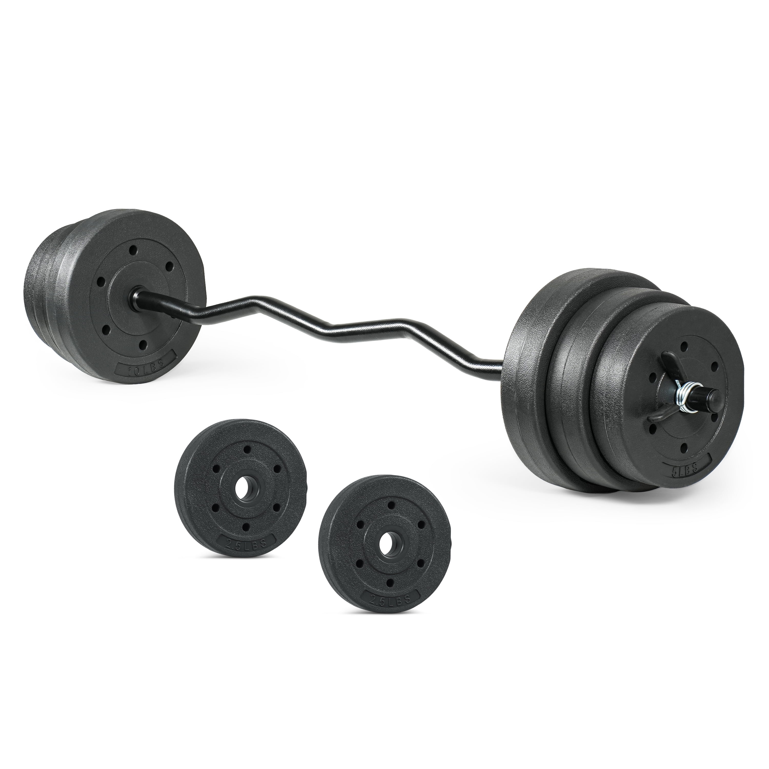 Cap Standard 47-inch Hollow E-Z Curl Workout Bar with 50lb Vinyl Weight ...