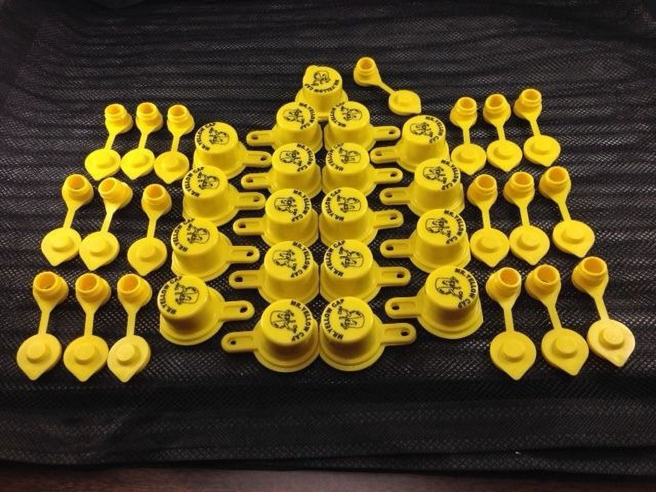 Cap/Vent Pack - 19 BLITZ Yellow Spout Caps & 19 Vents, 38pcs total, NEW ...