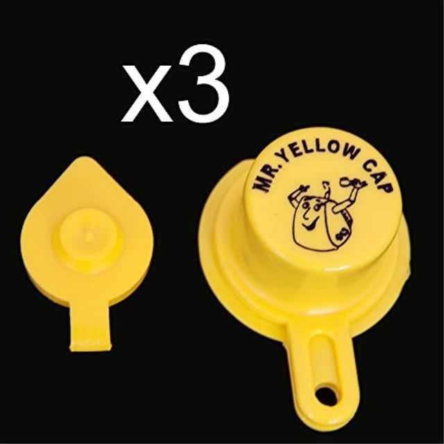 Cap/Vent Pack - 3 BLITZ Yellow Spout Caps & 3 Vents, 6pcs total, NEW ...