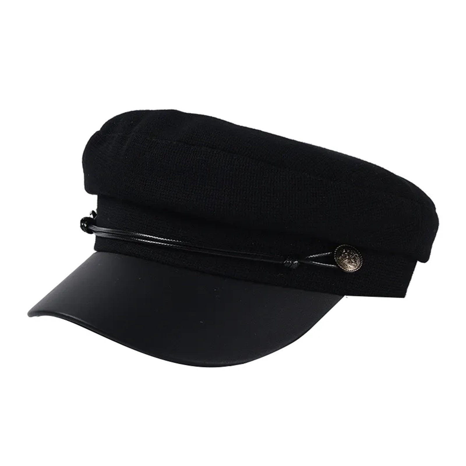 Cap, Women Newsboy Cap British Vintage Baker Boy Hat Cotton Leather ...