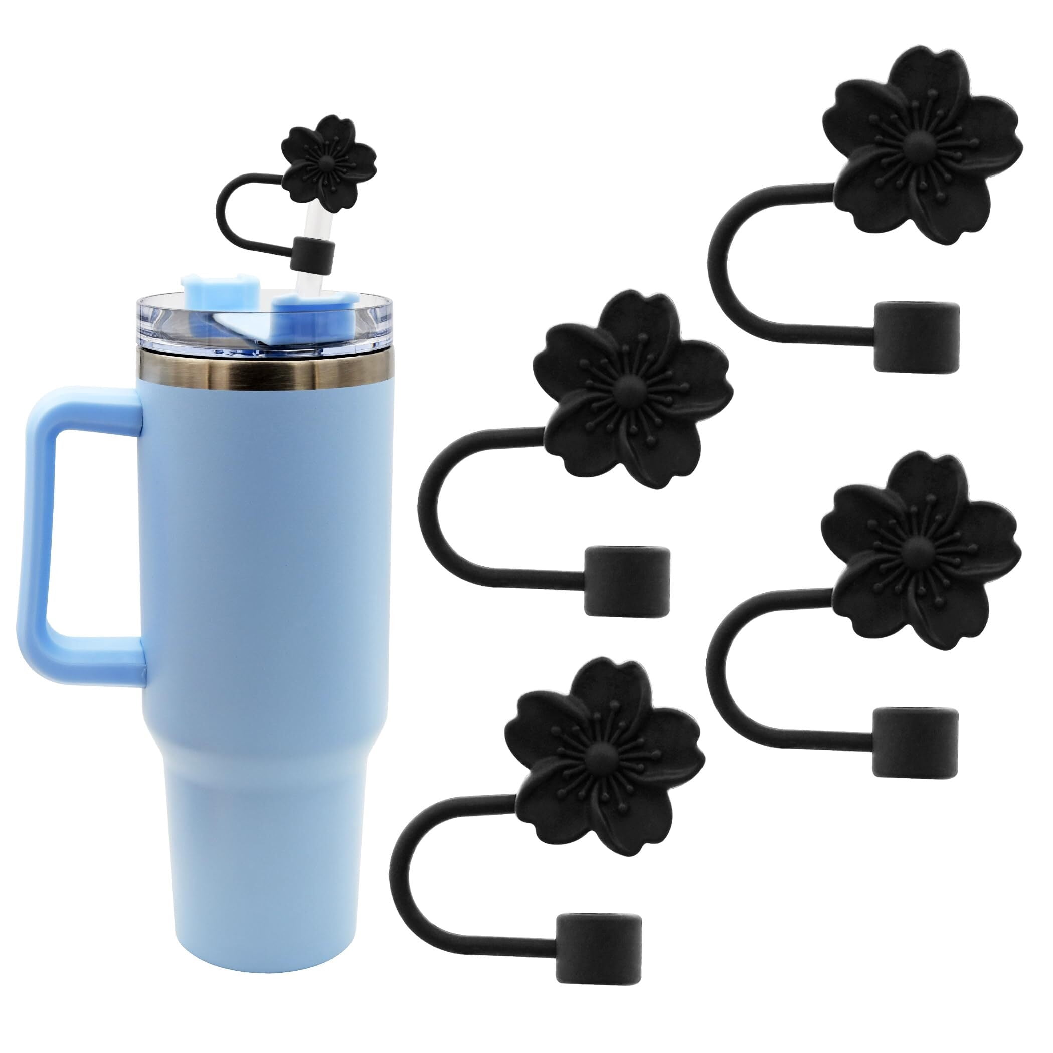 Cap forCup,Silicone Straw Topper 10 mm 0.4 in Reusable Straw Tips Lids ...
