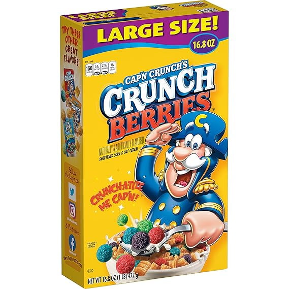 Cap'n Crunch Cereal, Crunch Berries, 16.8oz Box - Walmart.com