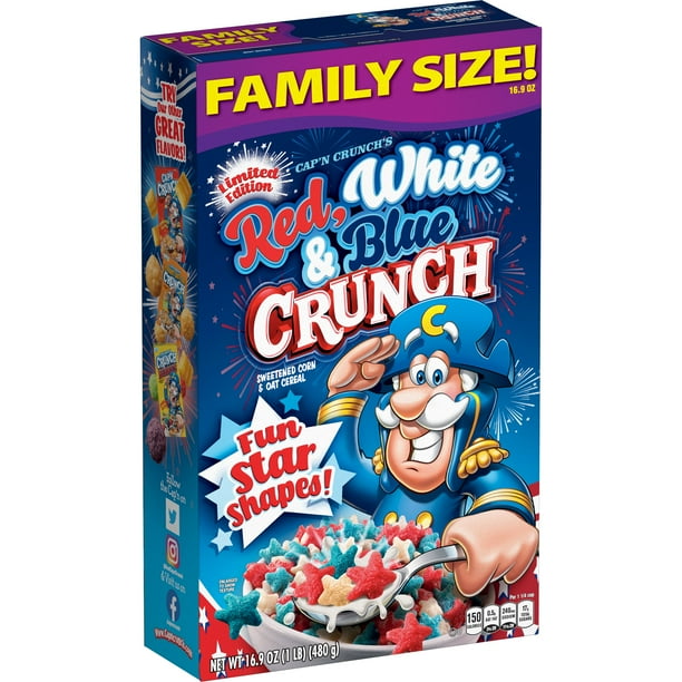 Cap'n Crunch's Sweetened Red White & Blue Crunchy Corn & Oat Cereal, 16 ...