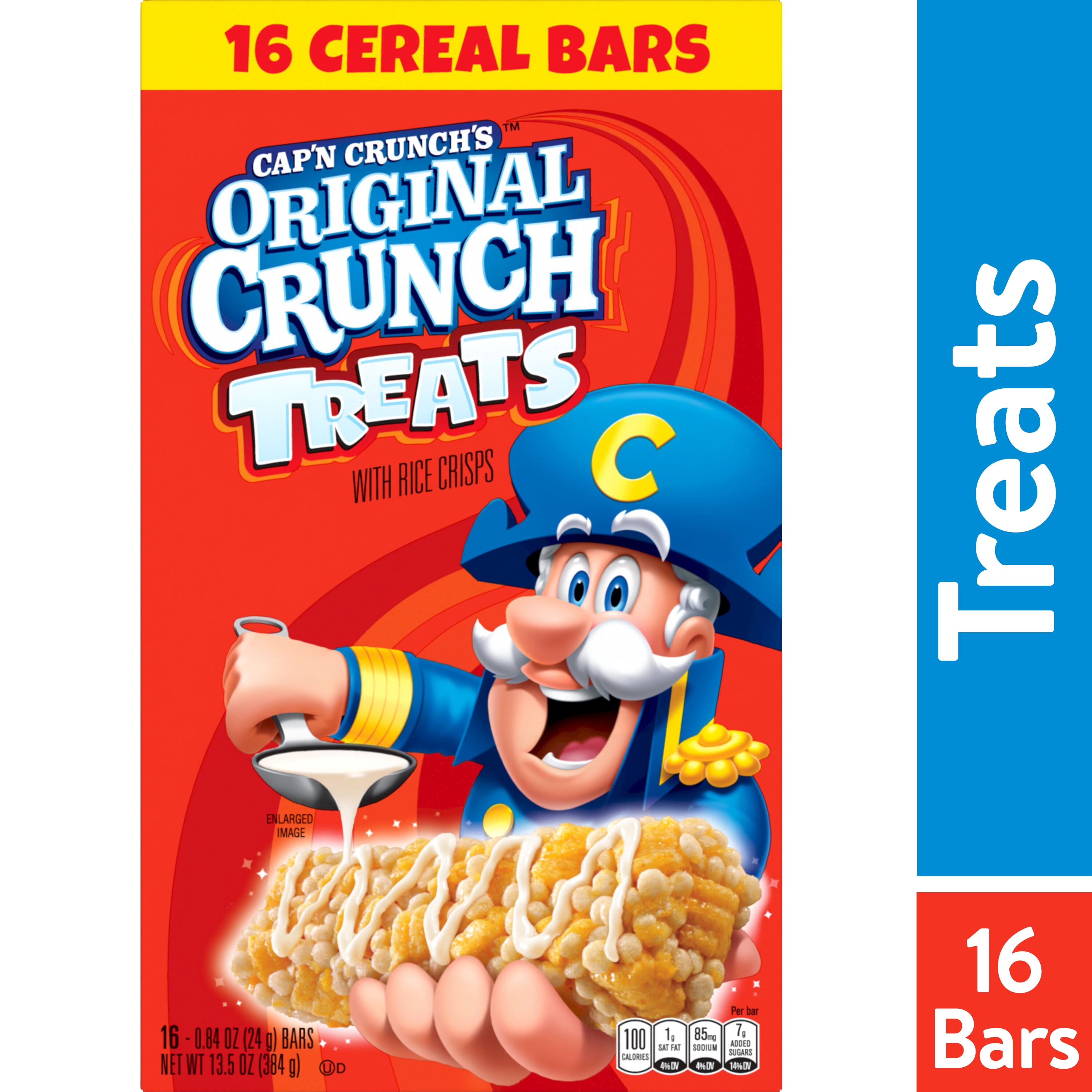 Cap’n Crunch Treats with Rice Crisps Cereal Bars, Original Crunch, 0.84 ...