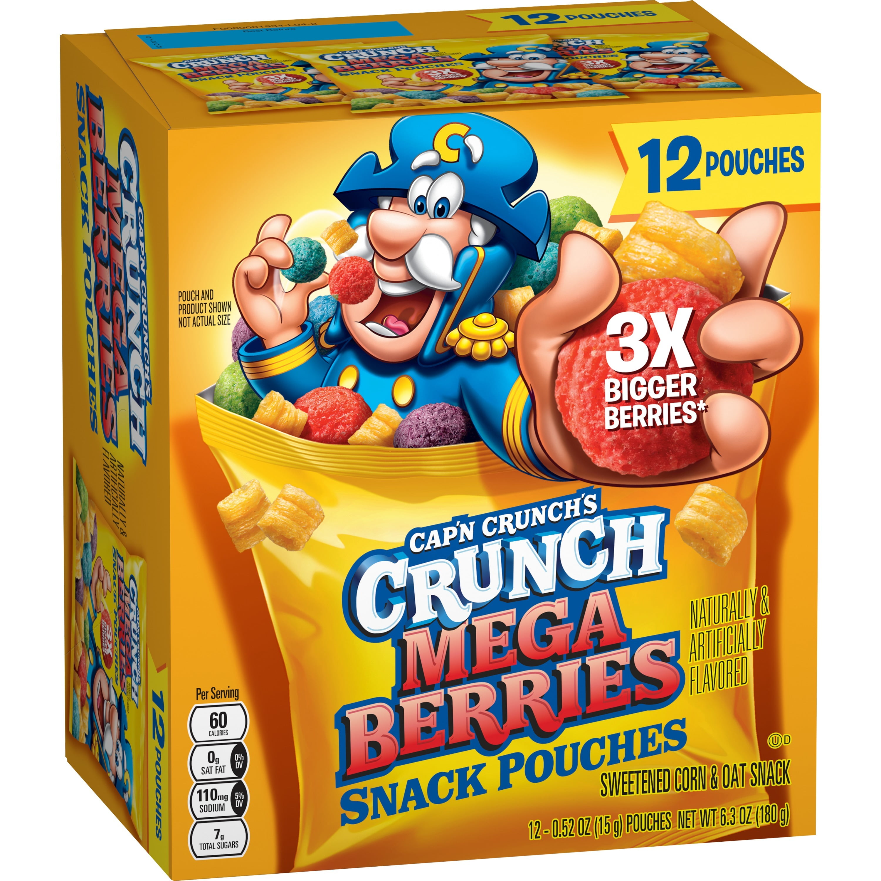 Cap'n Crunch's Crunch Mega Berries Snack Pouches, 0.52 oz, 12 Count ...