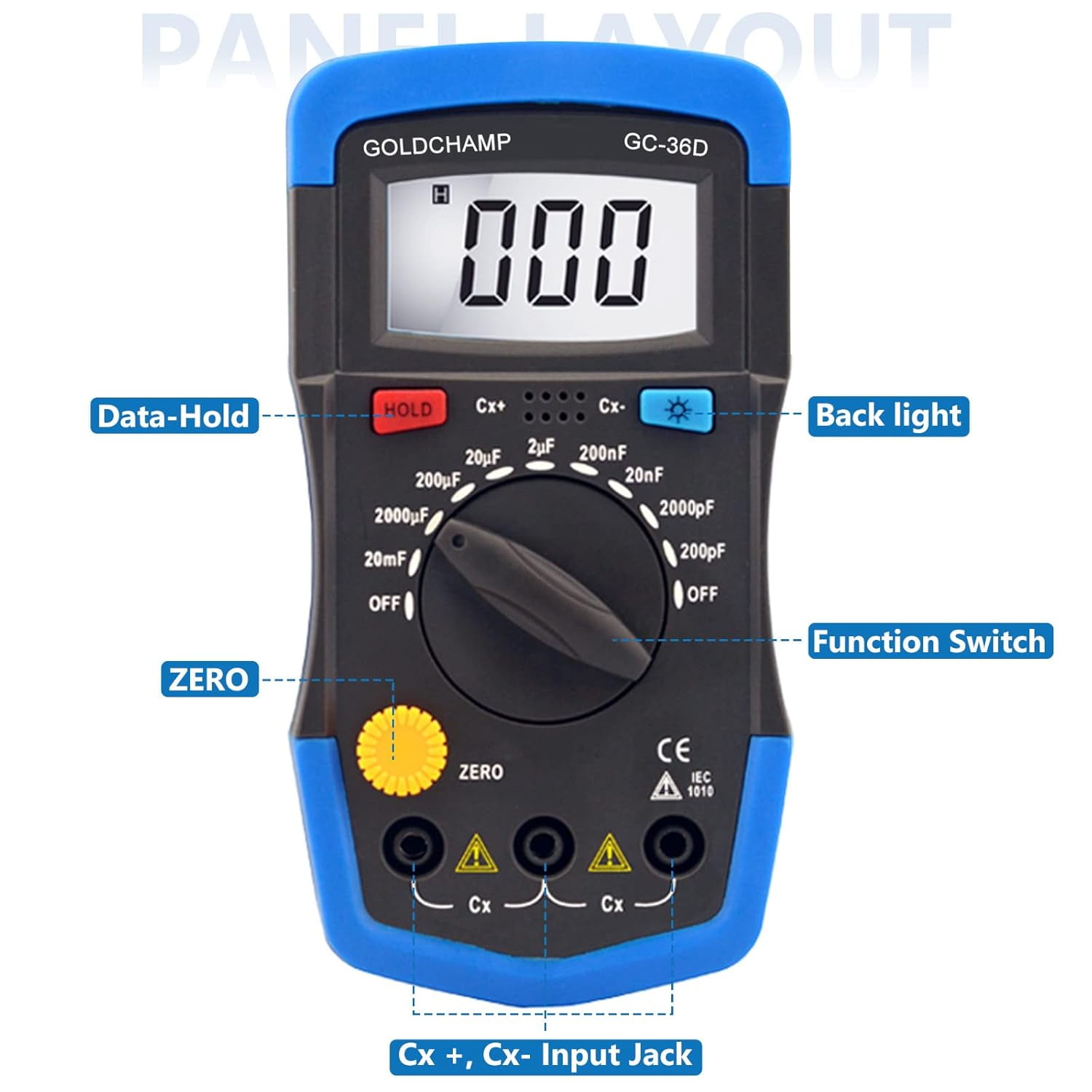Capacitance Meter Capacitor Tester Digital Multimeter 200pF-20mF ...