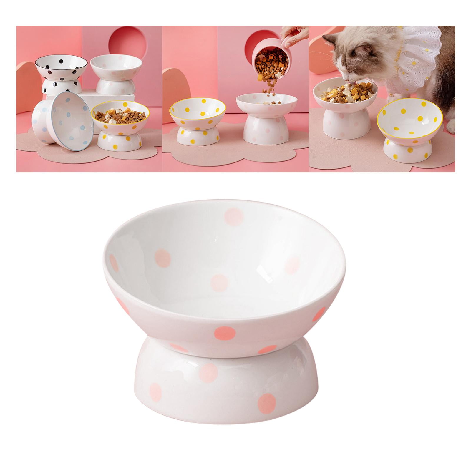 Capacity 200ml Ceramic Elevated Cat Feeder Bowl Slant Porcelain Pet Cat ...