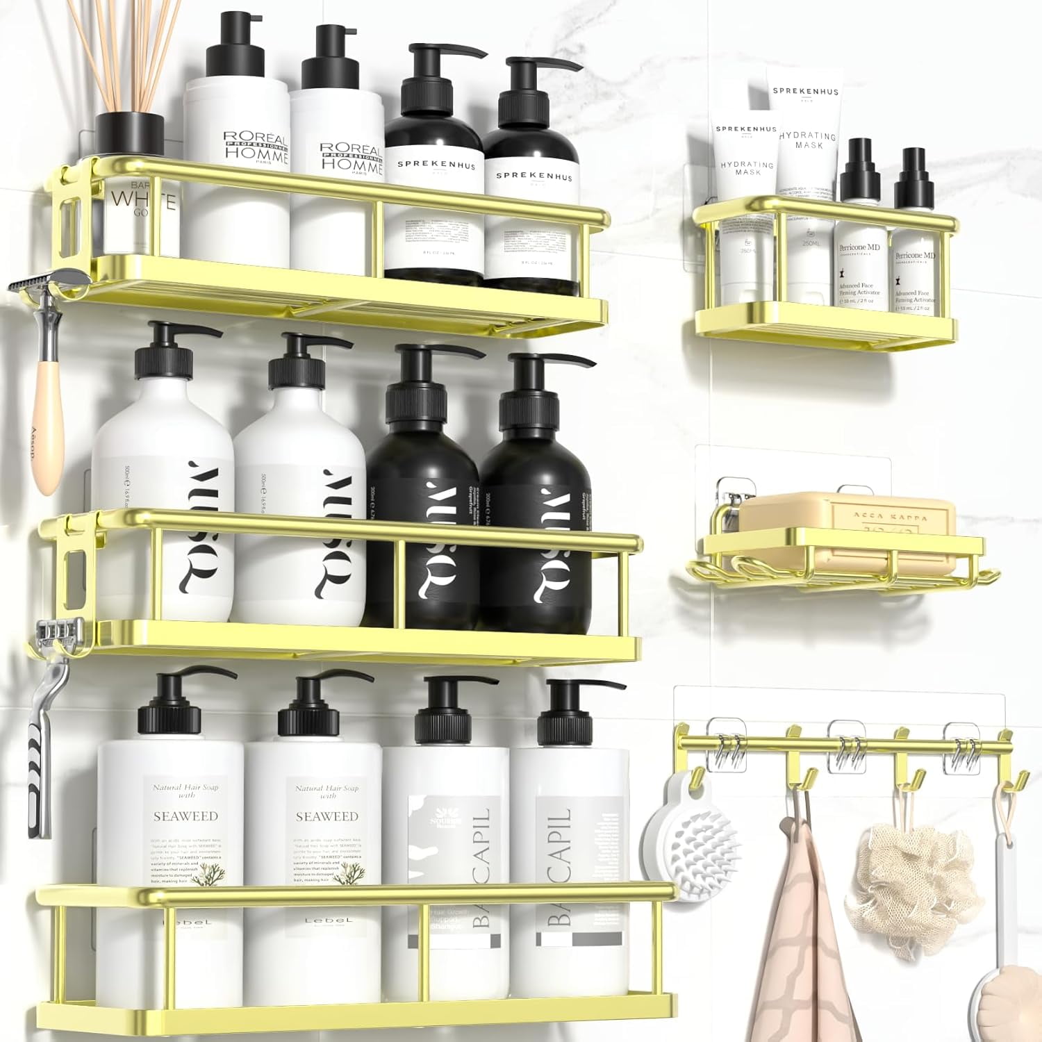 Capacity shower Organizer with Soap Holder Rustproof Shower Shelves for ...