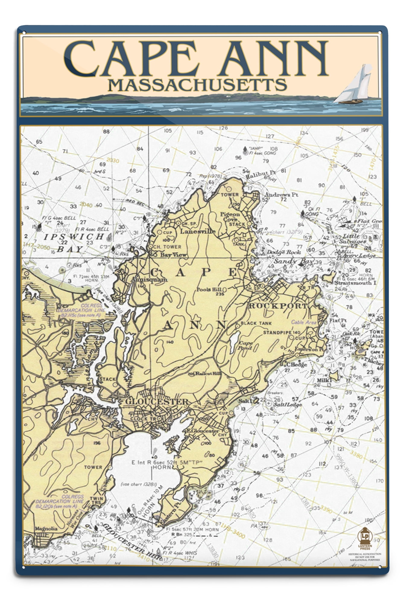 Cape Ann, Massachusetts, Nautical Chart - Walmart.com