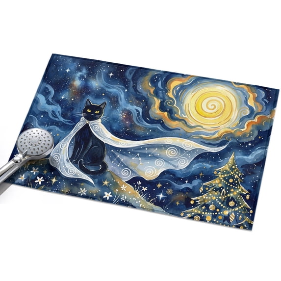 Cape Black Cat Washable Area Rug 2 x 3 ft Abstract Dreamy Starry Night ...