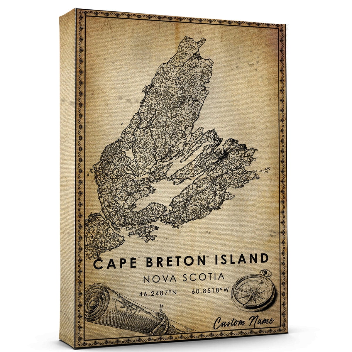 Cape Breton Island Map Poster, Nova Scotia Map Art Poster, Canvas, Cape ...