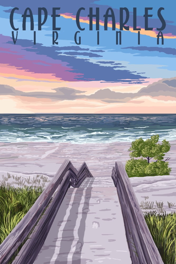 Cape Charles, Virginia, Beach Boardwalk Scene (16x24 Giclee Gallery Art ...
