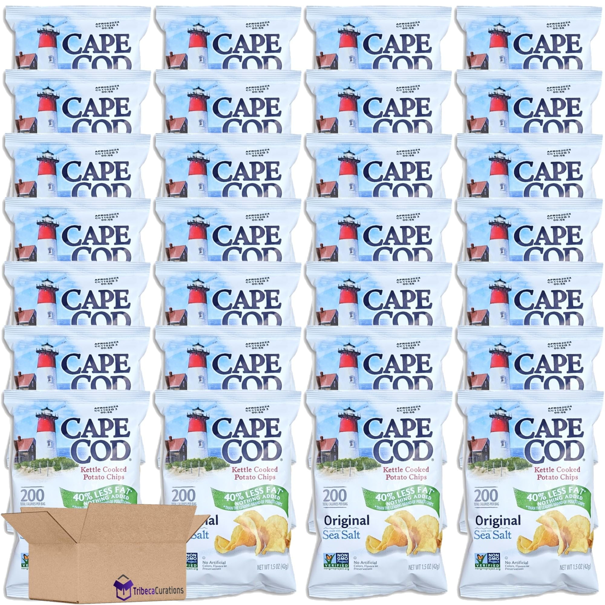 Cape Cod 40% Less Fat Kettle Cooked Potato Chips Value Pack Original ...