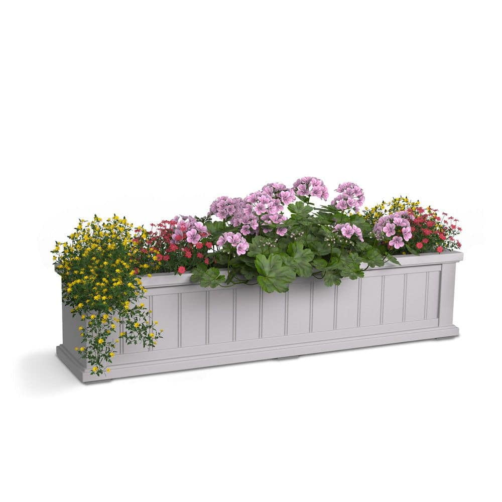 Cape Cod 48 in. x 11 in. Self-Watering White Polyethylene Window Box ...