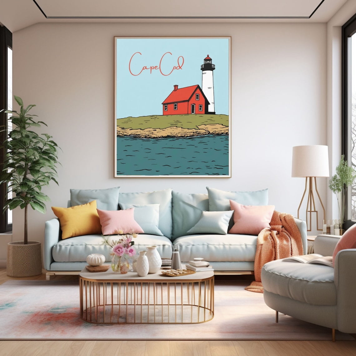Cape Cod Cape Cod Illustration Beach House Poster Unframed Paper Print ...