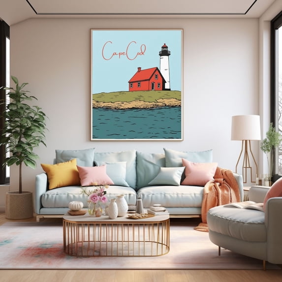 Cape Cod Cape Cod Illustration Beach House Poster Unframed Paper Print ...