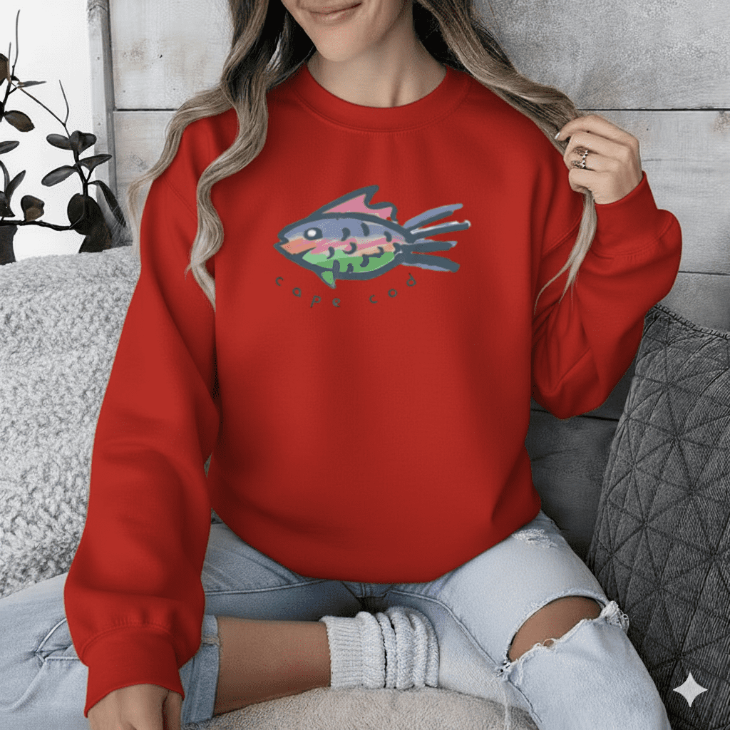 Cape Cod Fish Illustration Nautical Ocean Coastal Art Souvenir Graphic ...