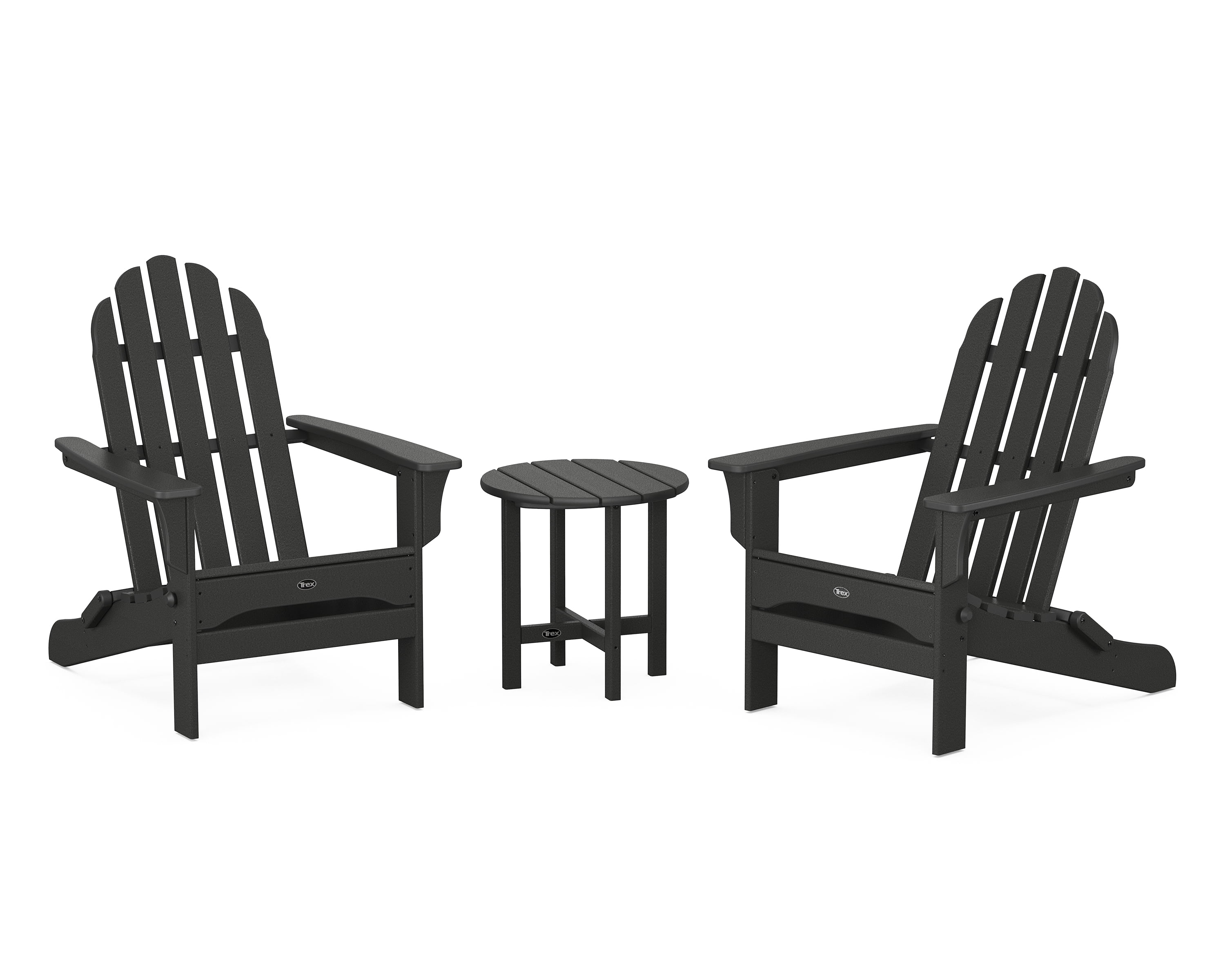 Cape Cod Folding Adirondack Set with Side Table in Charcoal Black ...