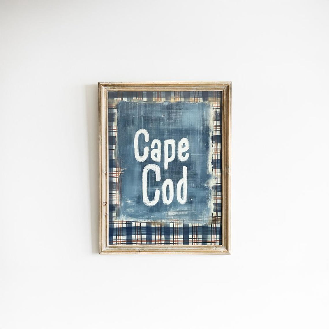 Cape Cod Gingham Print Vintage Coastal Cottage Wall Art, Stretched ...