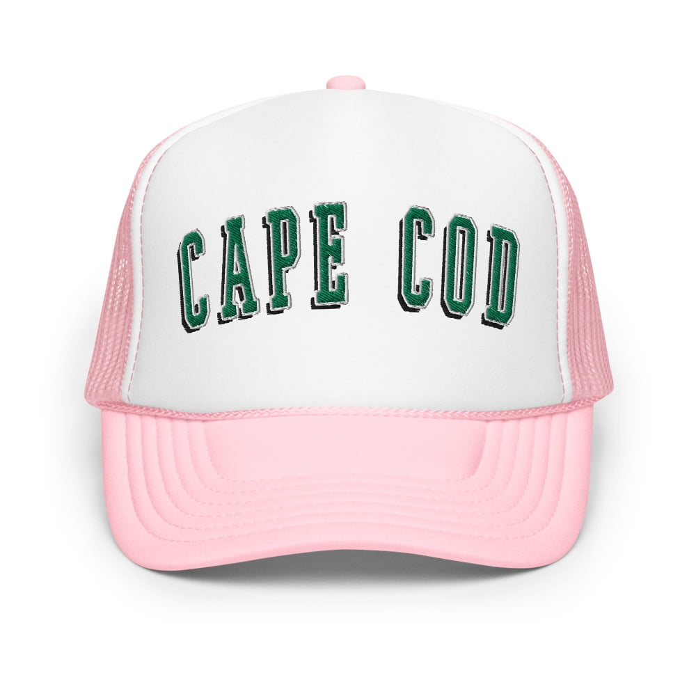 Cape Cod Green Embroidered Trucker Hat (Light Pink / White / Light Pink ...