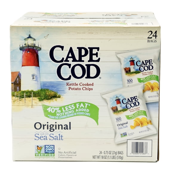 Cape Cod Reduced Fat Kettle Cooked Original Potato Chips, 0.75 oz, 24 ...