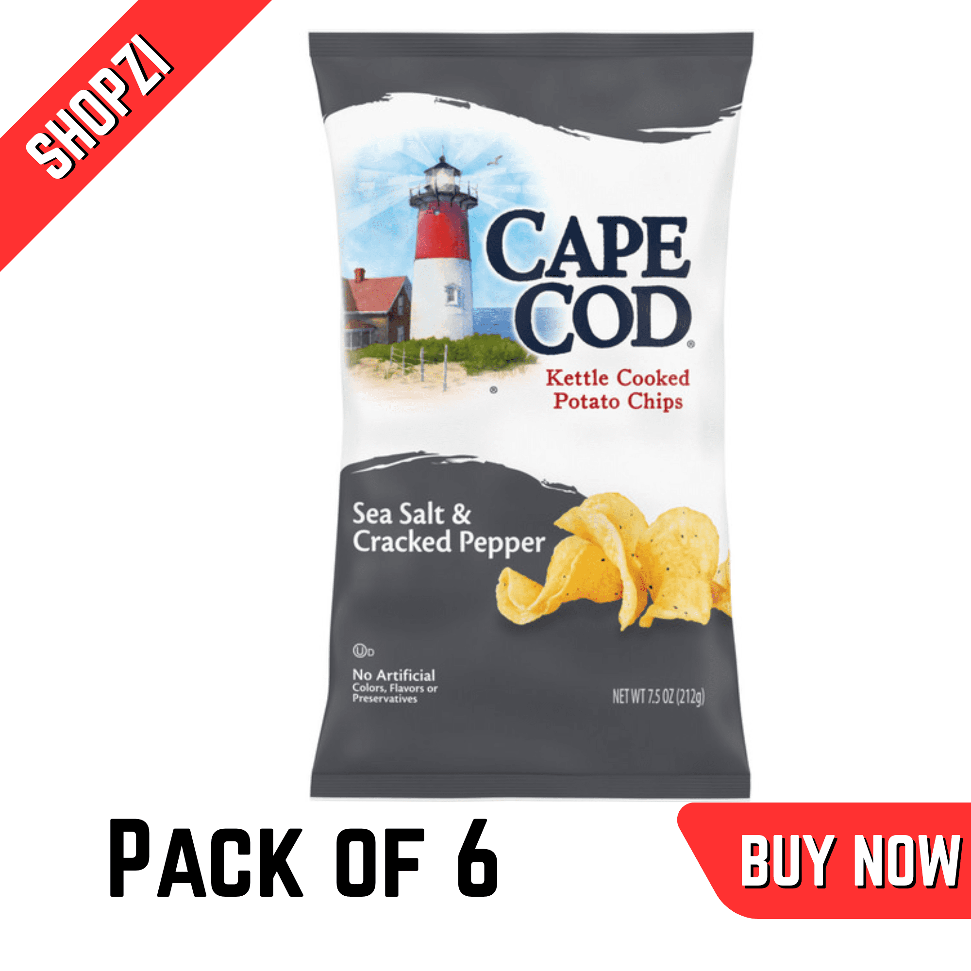 Cape Cod Kettle Cooked Potato Chips, Sea Salt & Cracked Pepper Flavor ...